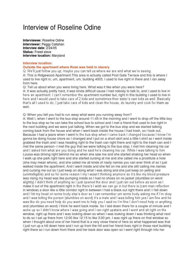 Interview of Roseline Odine | PDF