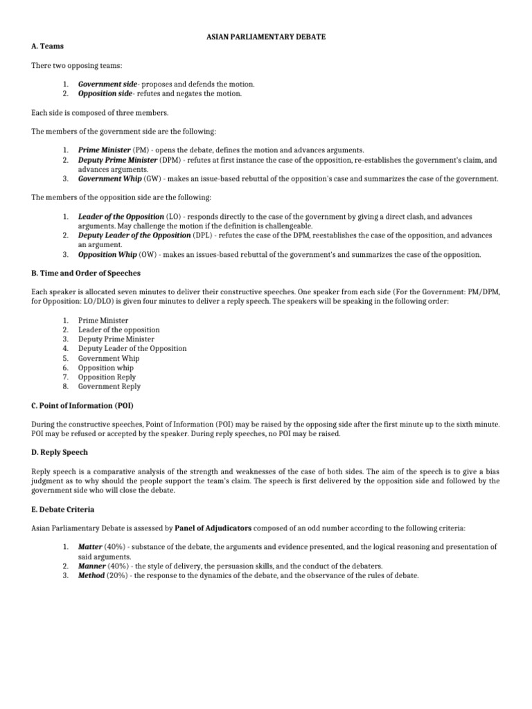 Asian Parliamentary Debate | PDF | Epistemology | Government