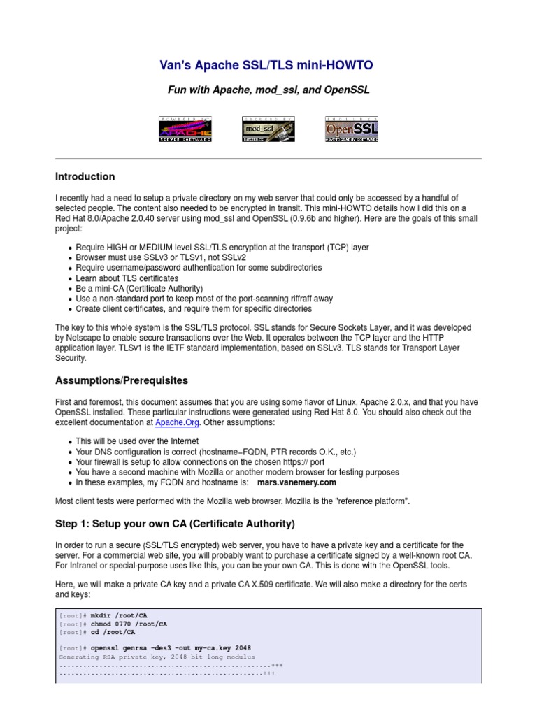 Apache SSL/TLS Setup Guide | PDF | Transport Layer Security | Public Key Certificate