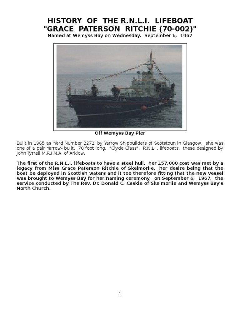 RNLI Grace Paterson Ritchie (70-002) - Named at Wemyss Bay - September ...