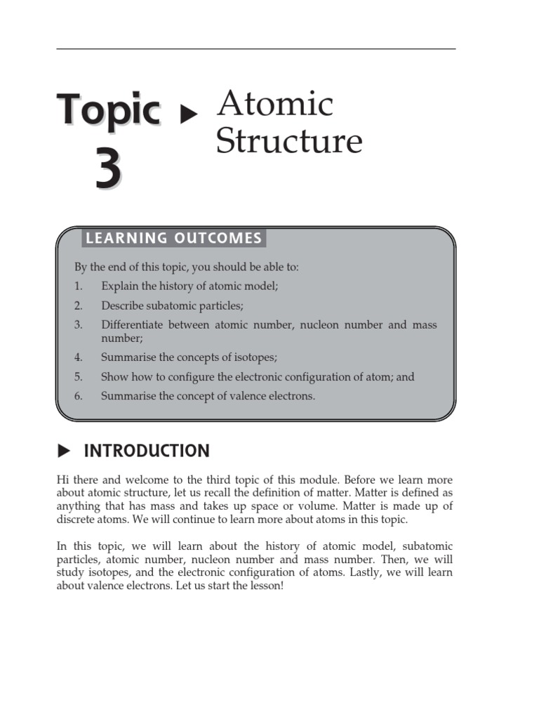 Topic 3 Atomic Structure | PDF | Atoms | Atomic Nucleus