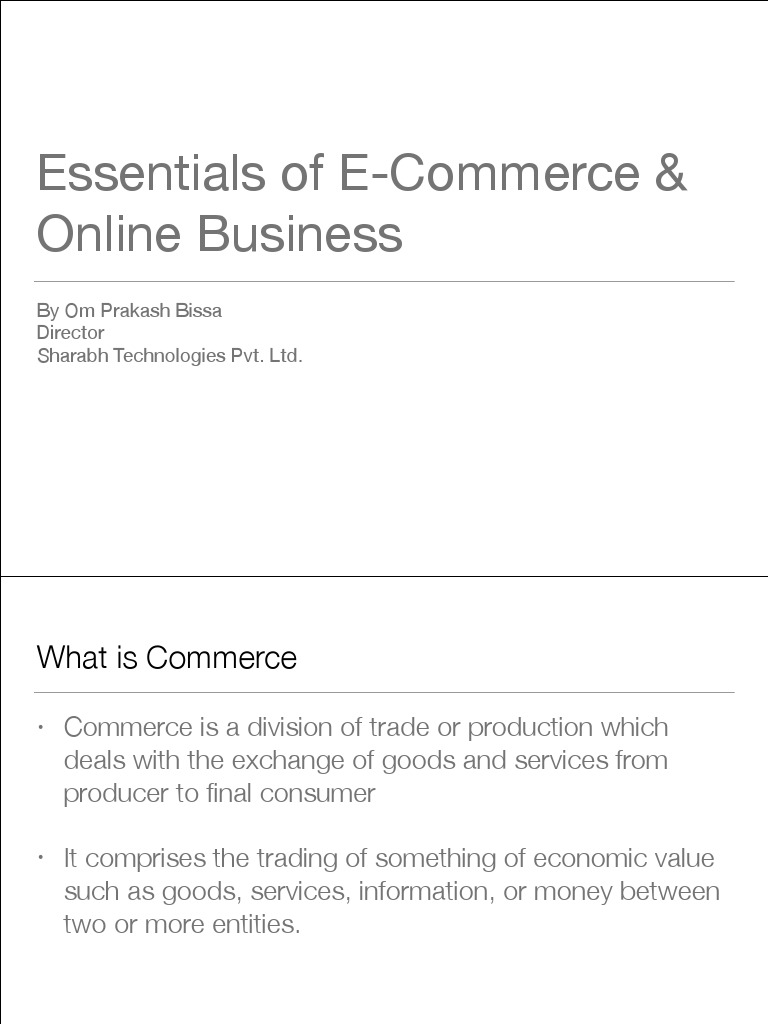 Essentials Of E Commerce Online Business By Om Prakash Bissa