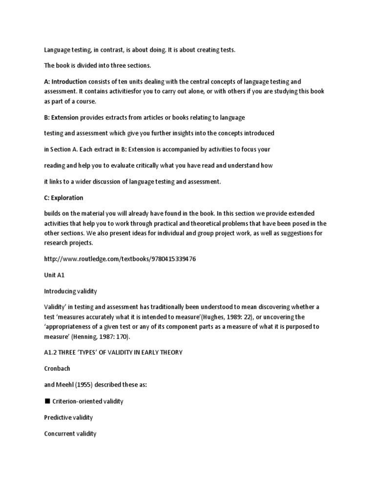 Language Testing and Assessment: Validity and Types of Validity | PDF