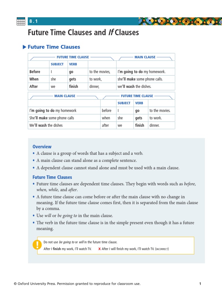 Future Time Clauses and Clauses | PDF | Clause | Subject (Grammar)