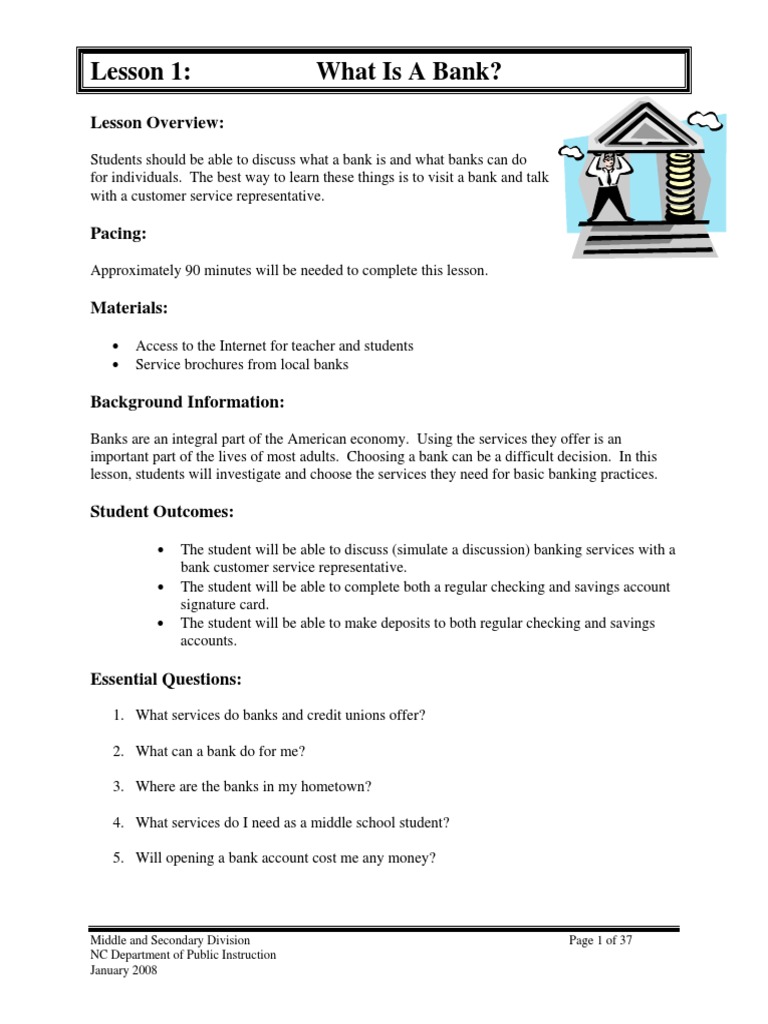 Lesson 1: What Is A Bank? | Download Free PDF | Cheque | Credit (Finance)