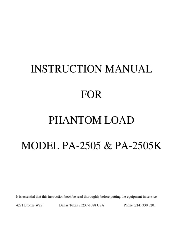 Phantom Load Manual | Download Free PDF | Electric Current | Transformer