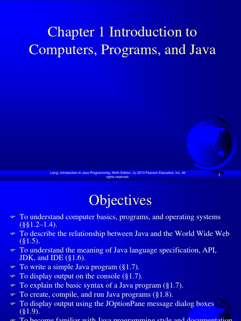 Liang 9e Chapter 1 Intro To Programing | PDF | Computer Data Storage | Java (Programming Language)