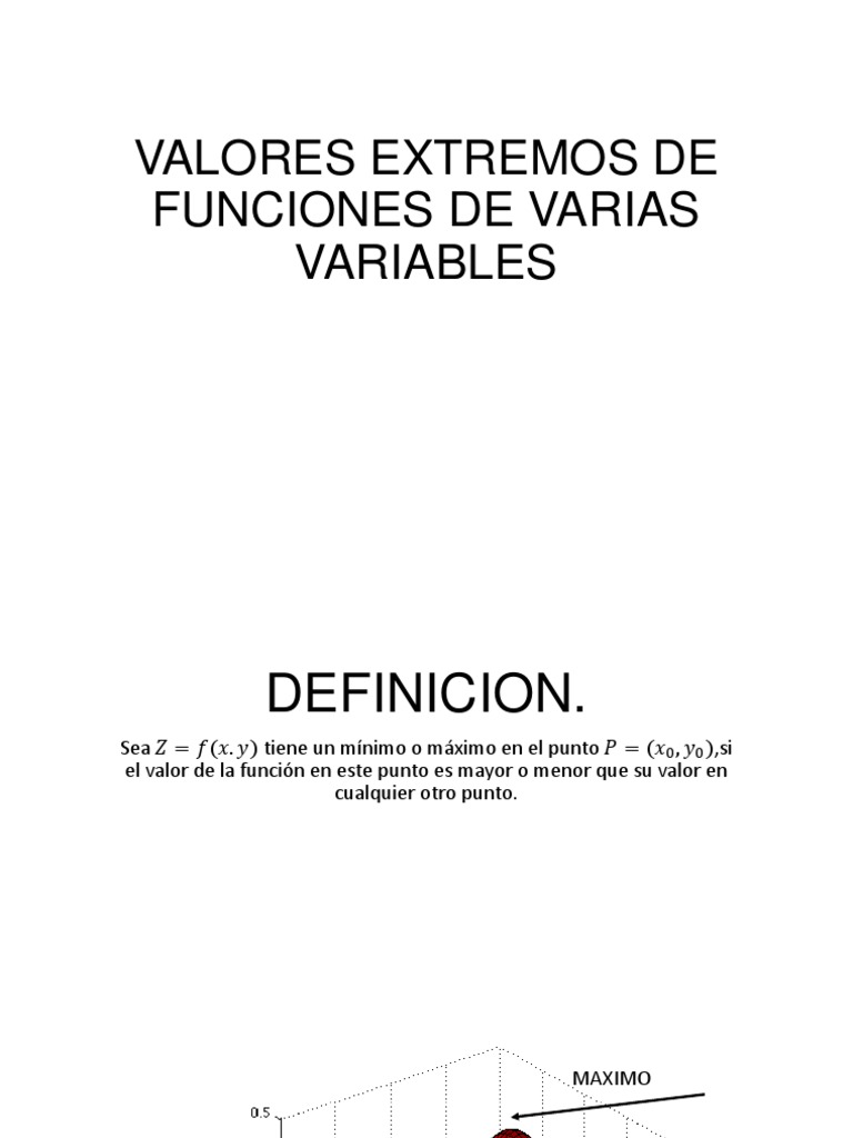 Valores Extremos de Funciones de Varias Variables | PDF | Enseñanza de matemática | Análisis ...