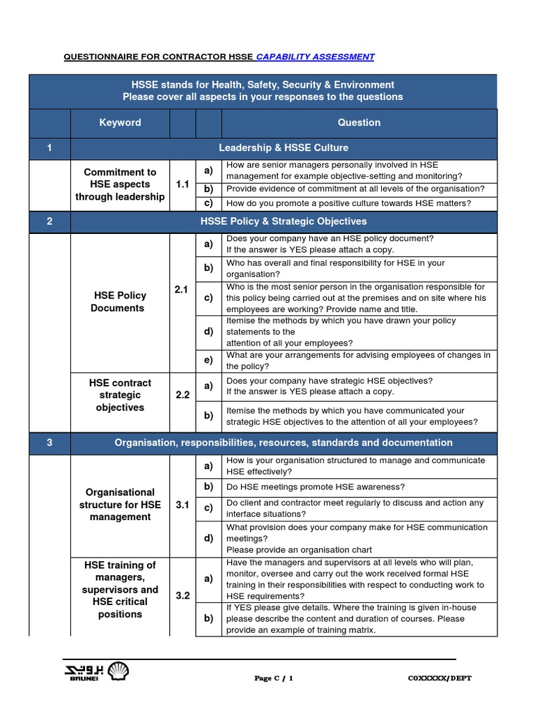 HSE Capability Assessment | PDF | Hazards | Emergency Management
