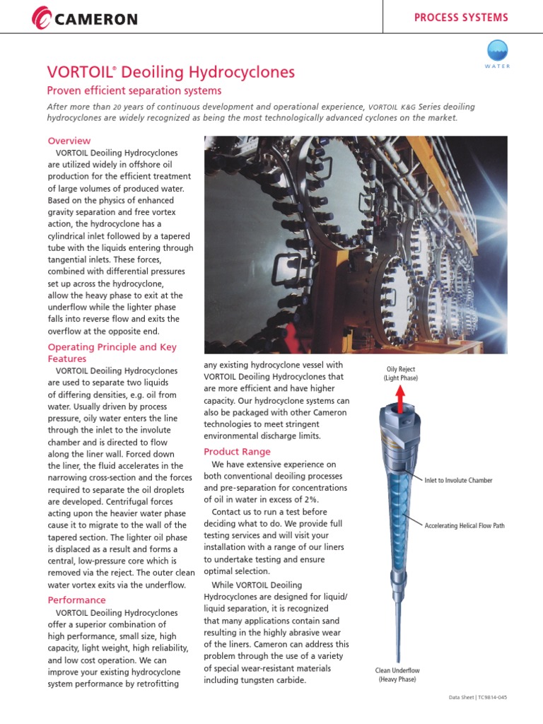 VORTOIL Deoiling Hydrocyclones | PDF | Chemical Engineering | Industries