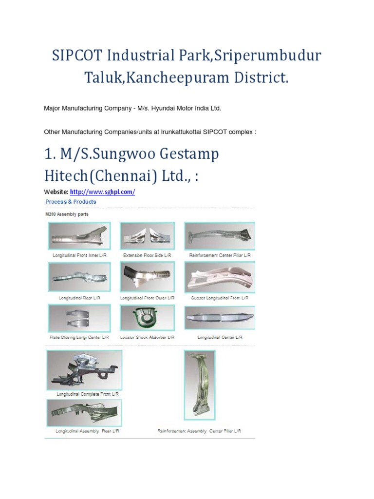 SIPCOT Industrial Park | PDF | Aerospace | Foundry