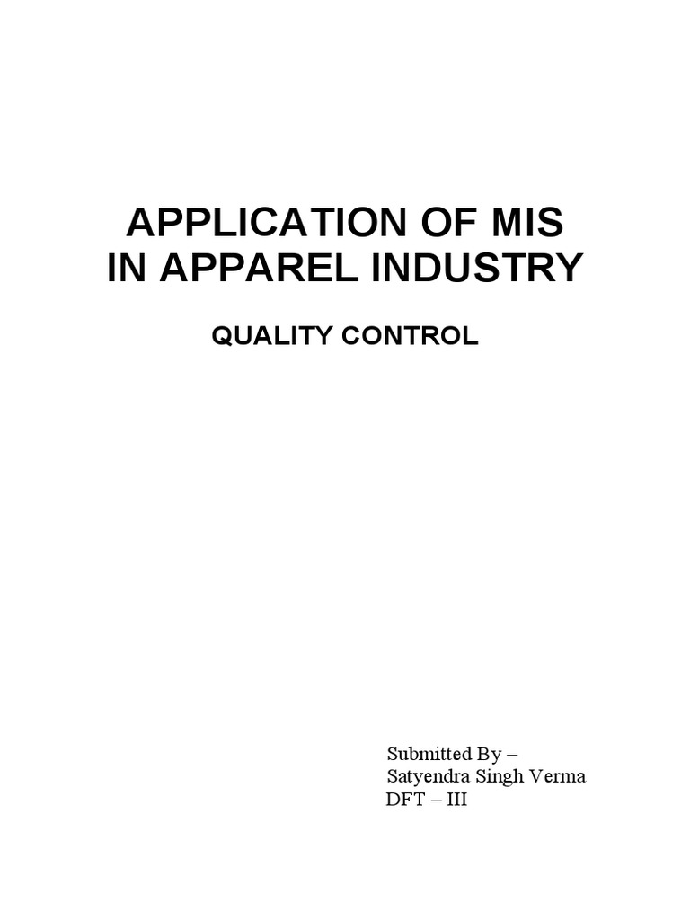 Application of Mis in Apparel Industry: Quality Control | PDF | Yarn ...