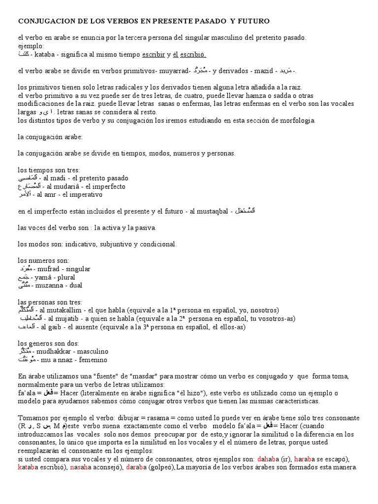 Conjugacion de Los Verbos en Presente Pasado y Futuro | PDF | Verbo ...