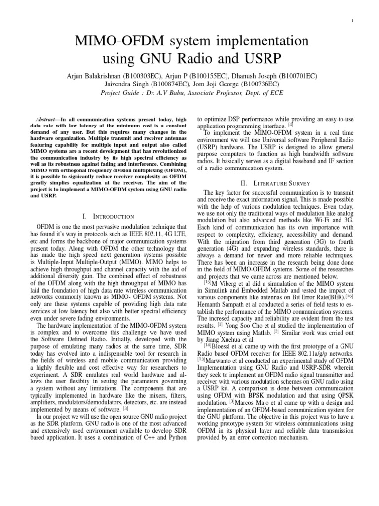 MIMO OFDM Using USRP | PDF | Mimo | Orthogonal Frequency Division ...