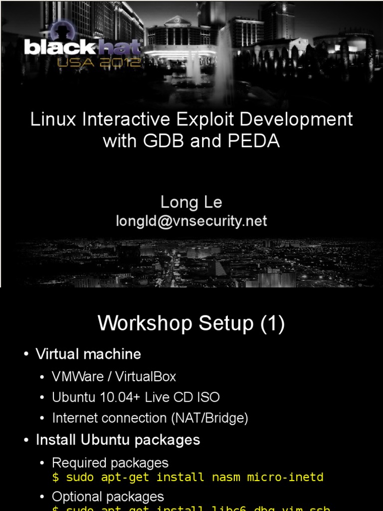 Linux Interactive Exploit Development With Gdb And Peda Slides Pdf Computer Programming