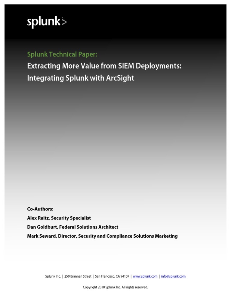 Integrating Splunk With Arcsight | PDF | Transmission Control Protocol | Databases