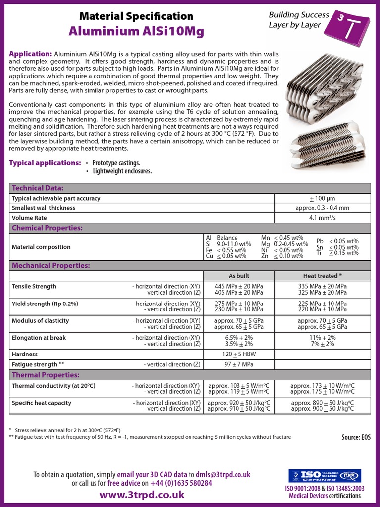 Aluminium Alsi10mg | PDF | Strength Of Materials | Heat Treating