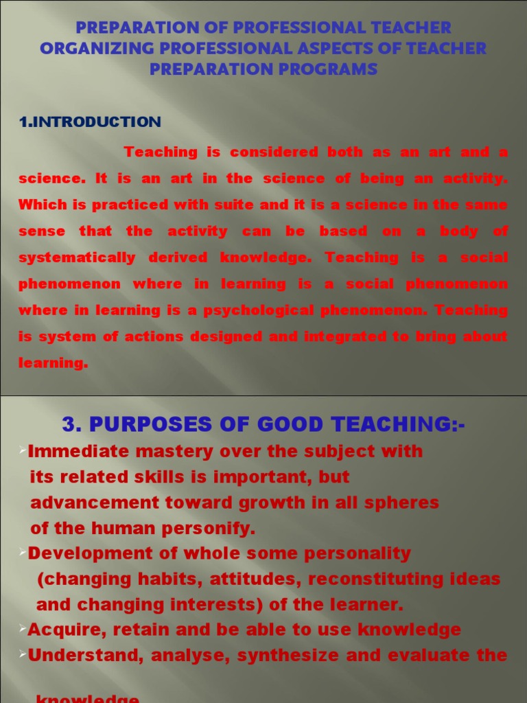 Preparation of Professional Teacher Organizing Professional Aspects of ...