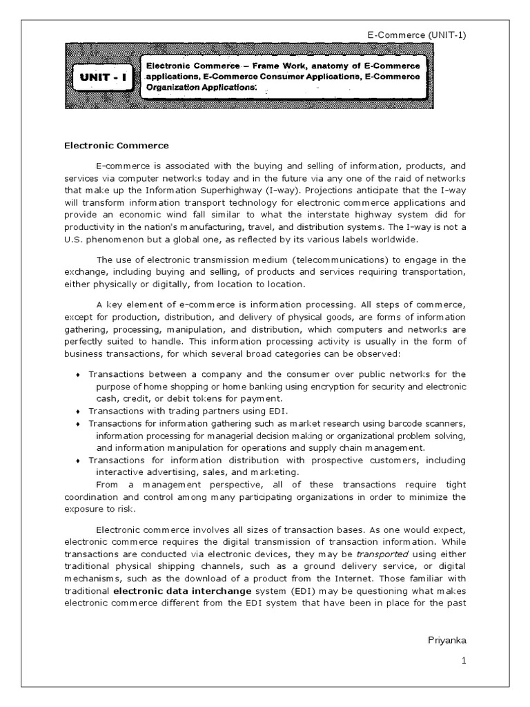 Unit 1-Ecm | PDF | E Commerce | Client–Server Model