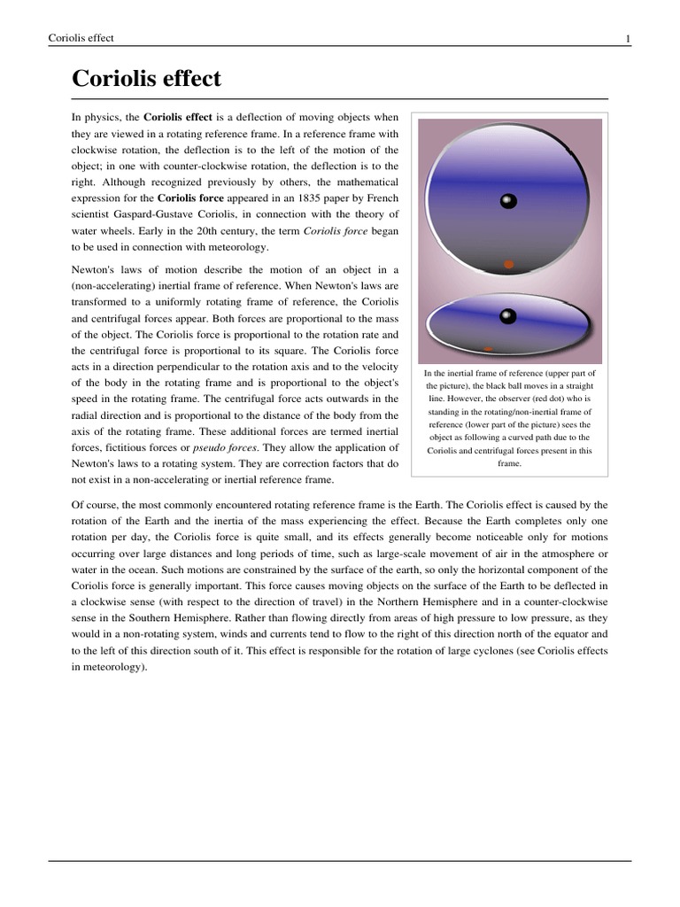 Coriolis Effect | PDF | Acceleration | Force