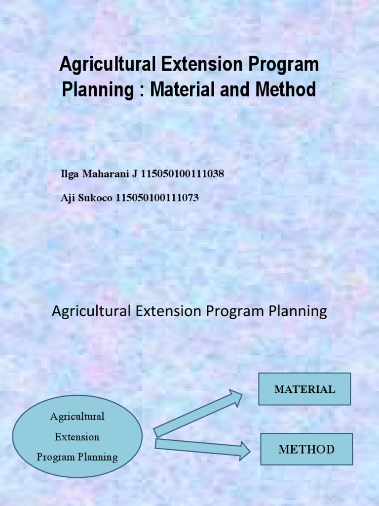Group VII - Agricultural Extension Program Planning Material and Method ...