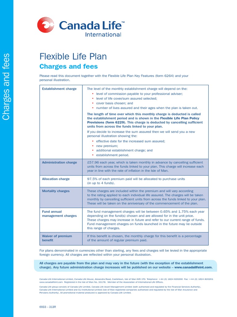Flexible Life Plan (Charges and Fees) 6933 | PDF | Fee | Insurance