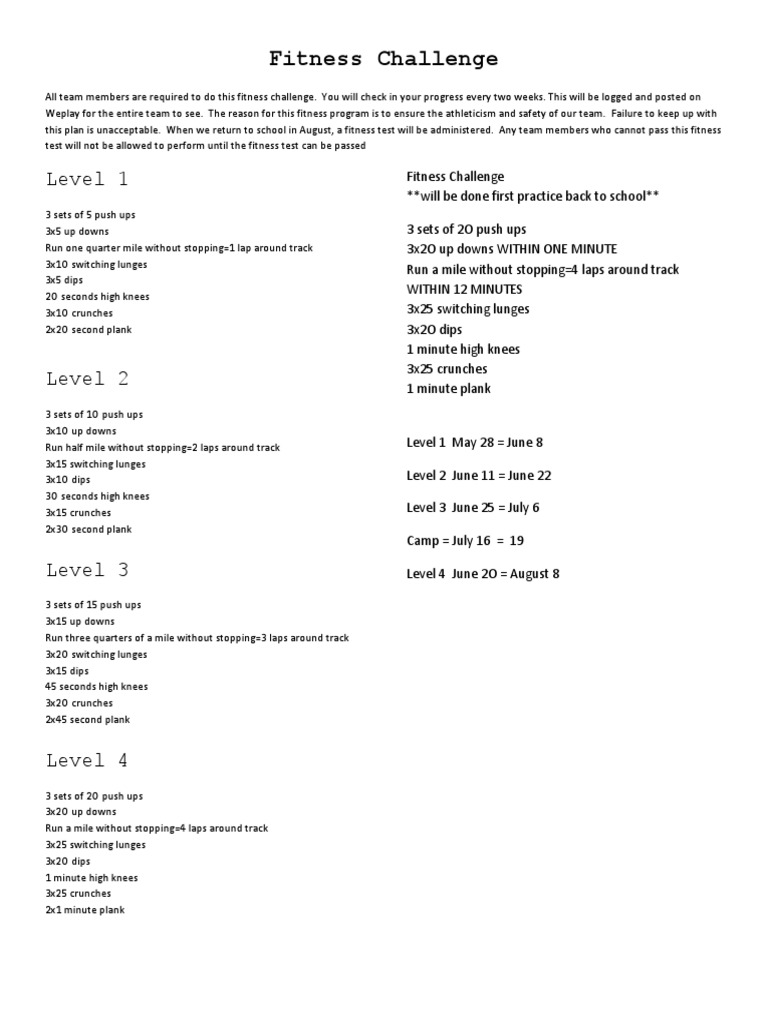 Team Fitness Challenge Guidelines | PDF