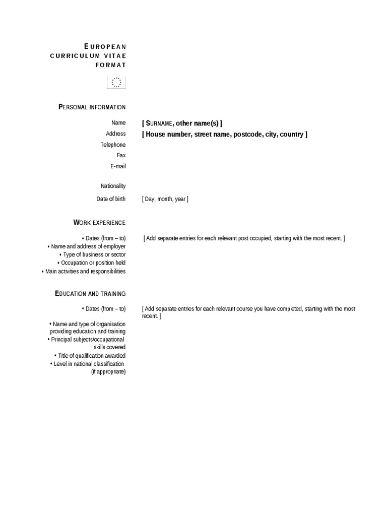 European CV Format | PDF