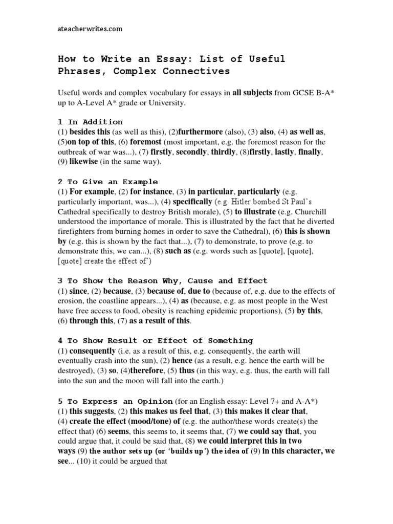 Useful Phrases&Complex Connectives | PDF | Epistemology | Cognitive Science