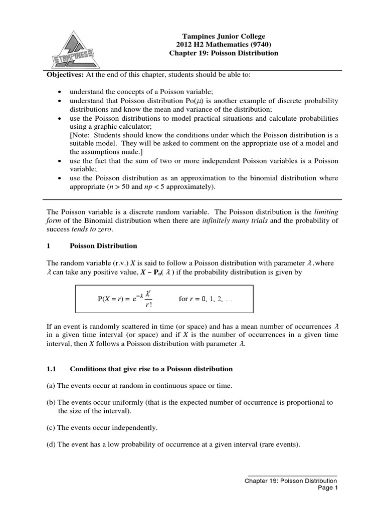 L19 Poisson Distribution | PDF | Poisson Distribution | Teaching ...