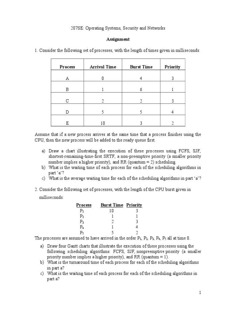 Process Scheduling Algorithms Analysis | PDF | Scheduling (Computing ...