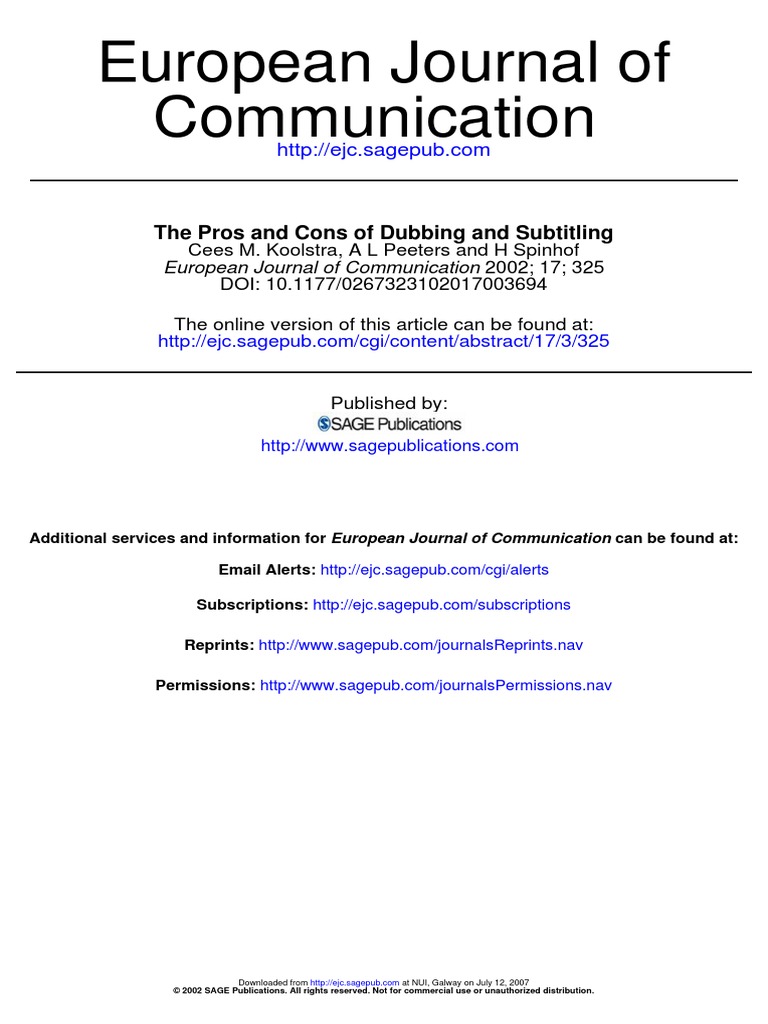 Subtitling Pros and Cons | PDF | Reading Comprehension | Foreign Language