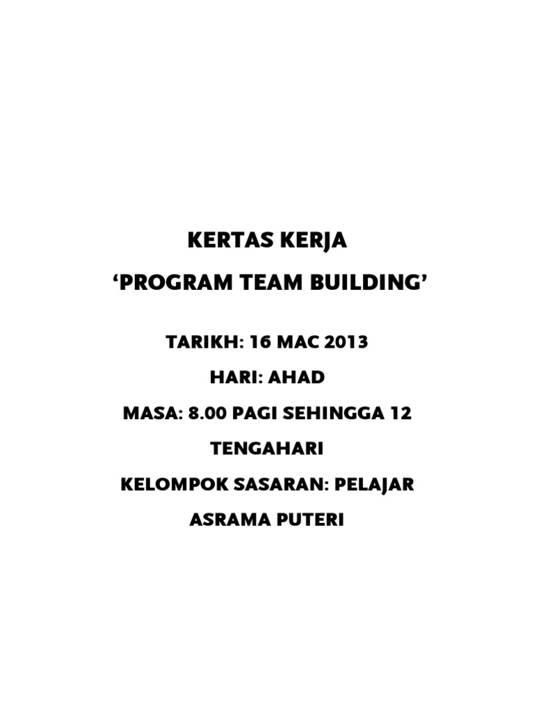Kertas Kerja Program Team Building Pelajar | PDF | Kesehatan Holistik