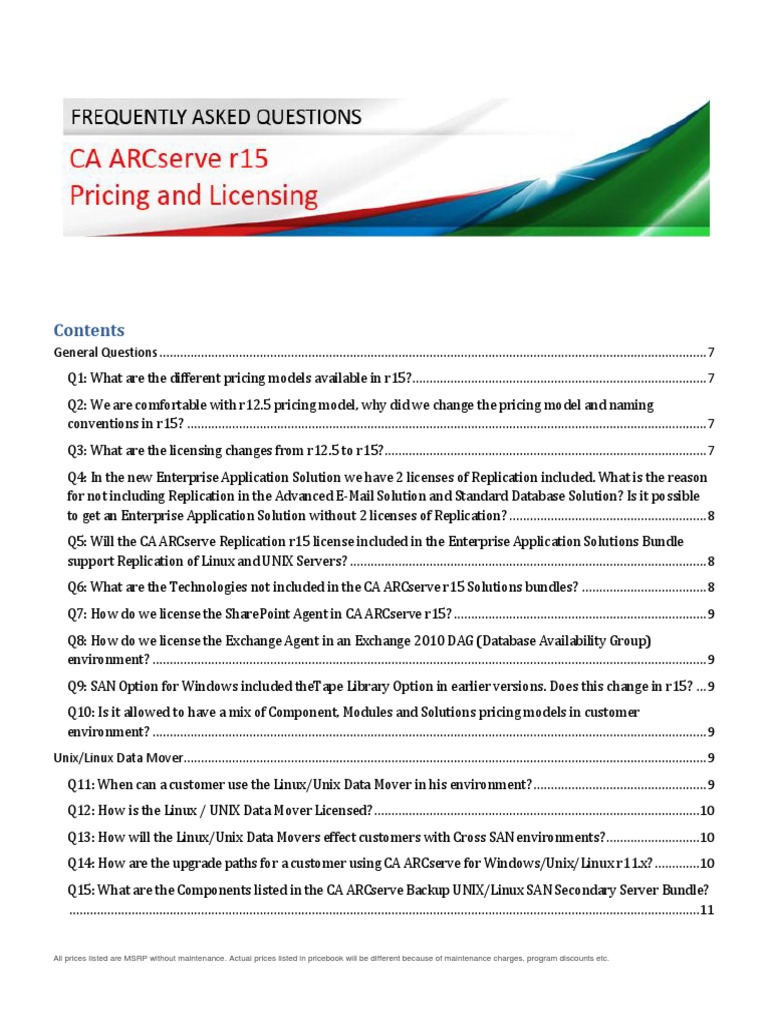 CA ARCserve Backup For Windows r15 Licensing and Pricing FAQs | PDF | Hyper V | Virtual Machine