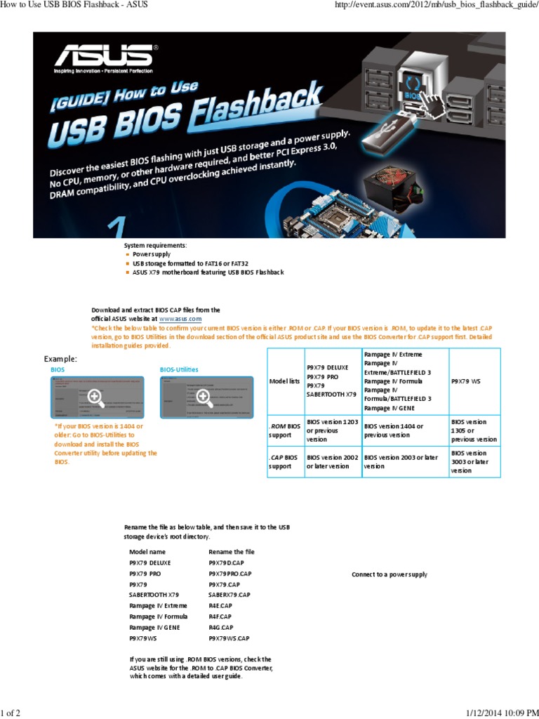 How To Use USB BIOS Flashback - ASUS | PDF | Bios | Video Game Platforms