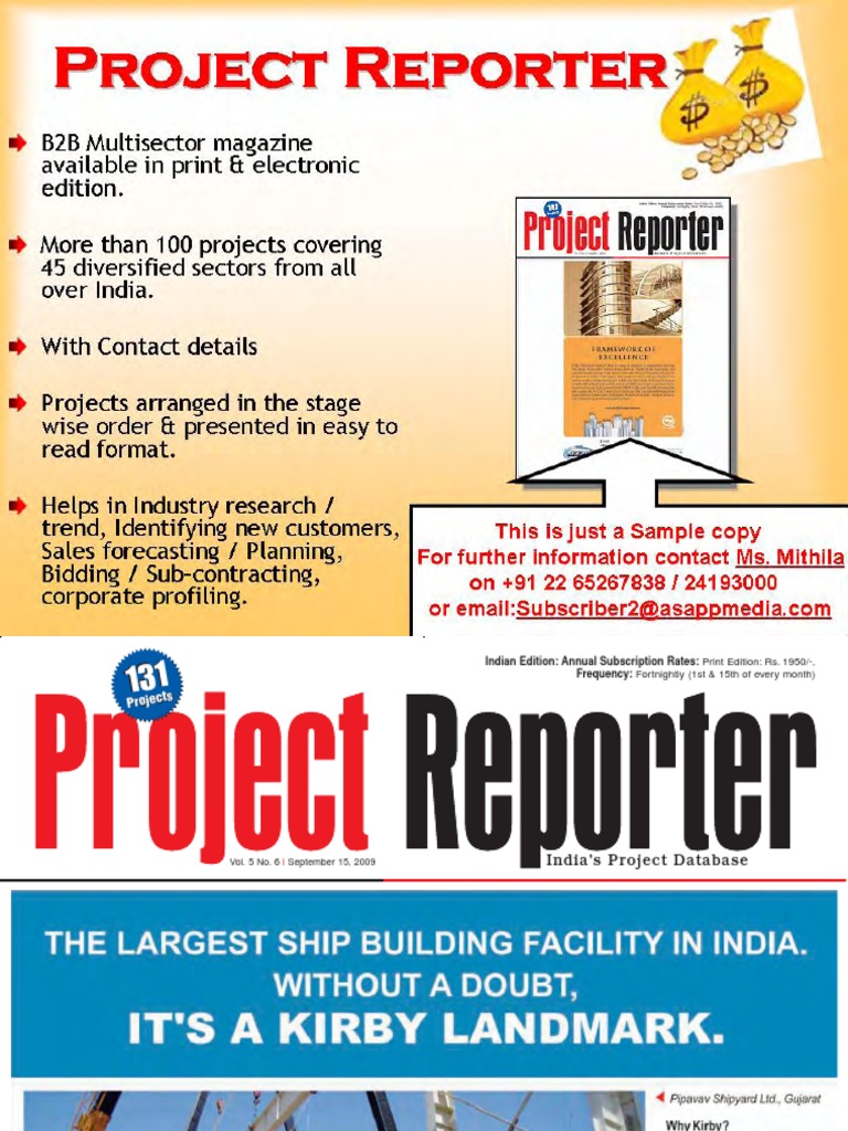 Project Reporter 15 Sept, 2009 | PDF | Business