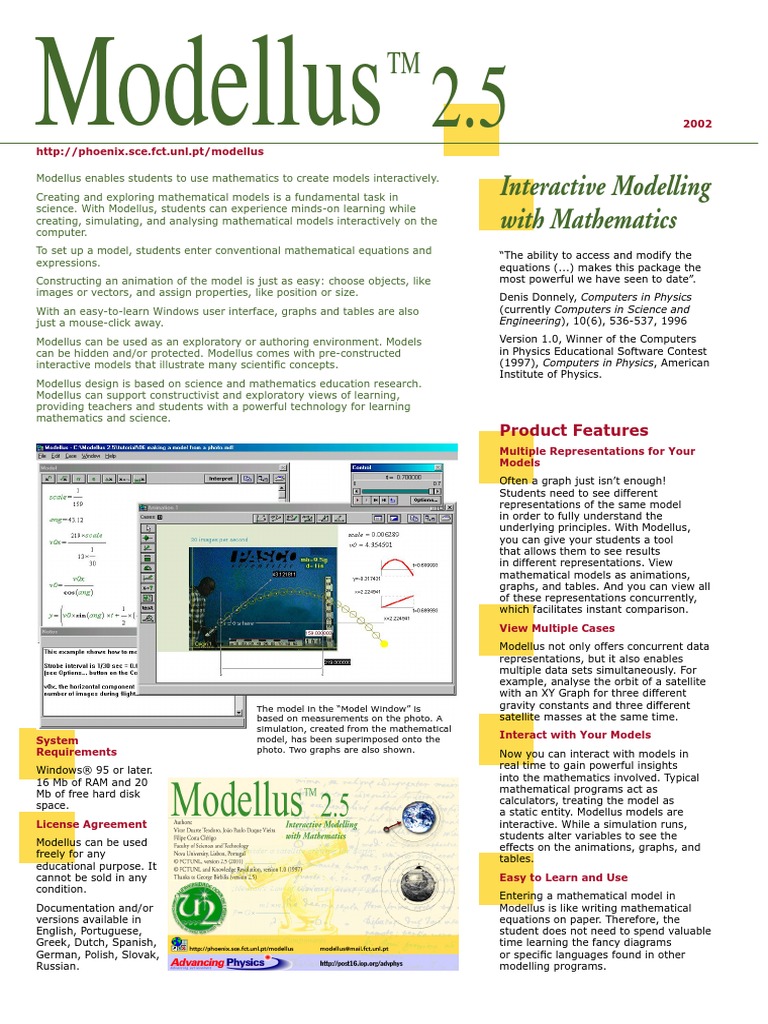 Modellus 2.5 Leaflet | PDF | Graphics | Teaching Mathematics