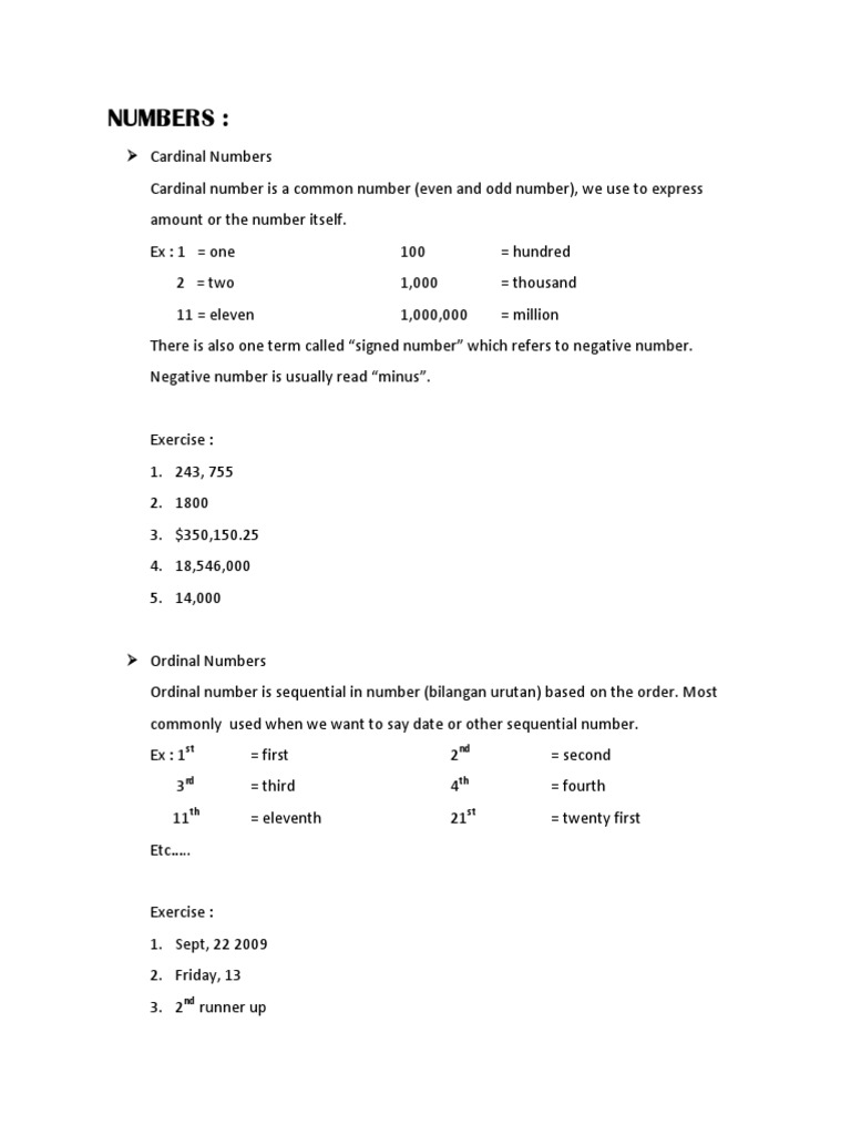 Numbers:: ST ND RD TH TH ST | PDF | Numbers | Odds
