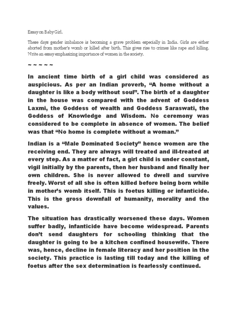 Essay on Baby Girl | Wife | Marriage