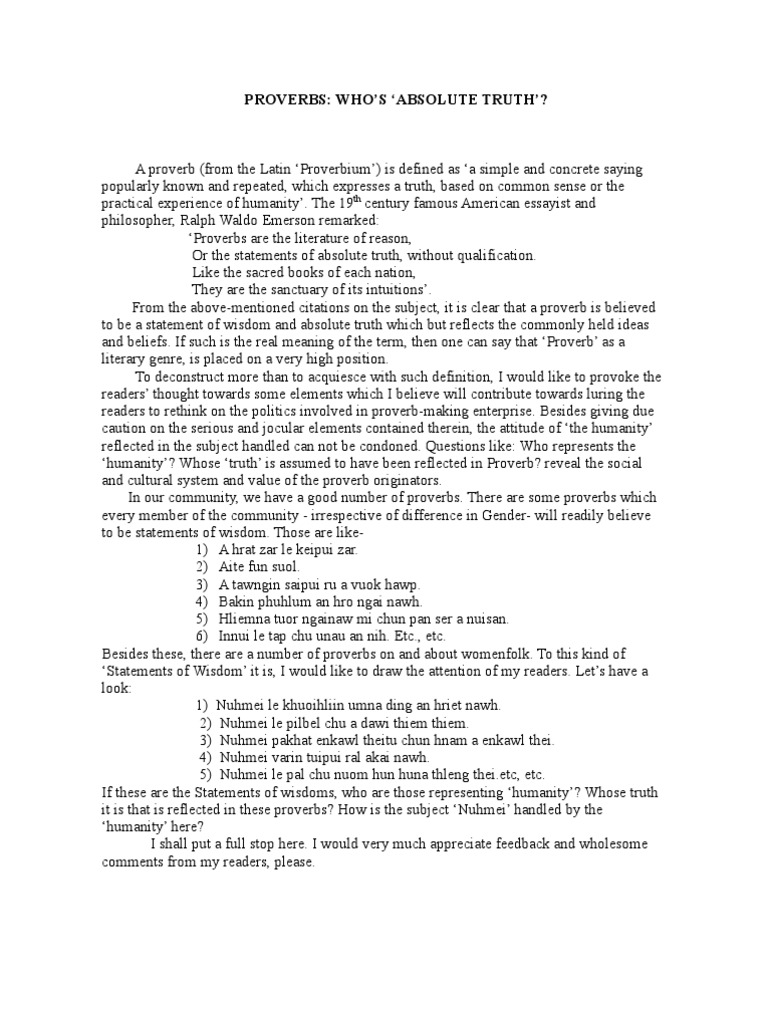 Proverbs | Download Free PDF | Proverb | Wisdom