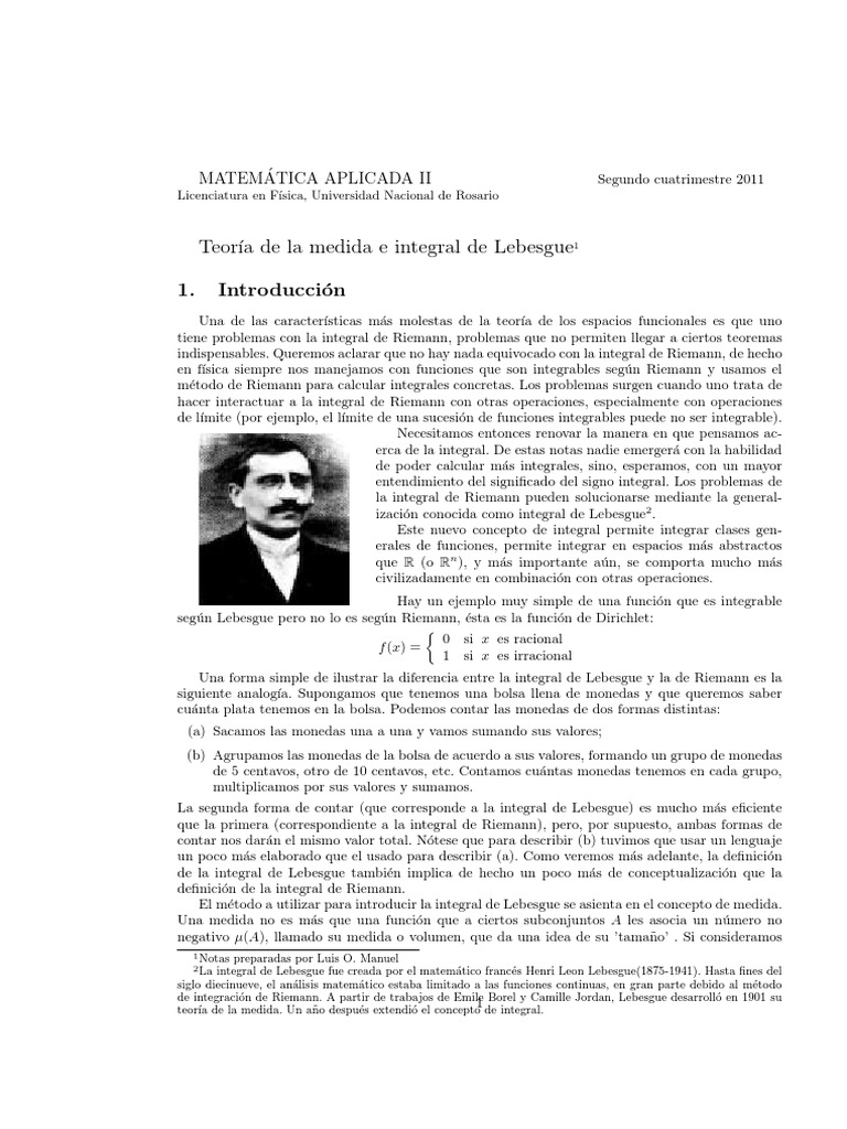 Teoria de La Medida e Integral de Lebesgue | PDF | Integración Lebesgue ...