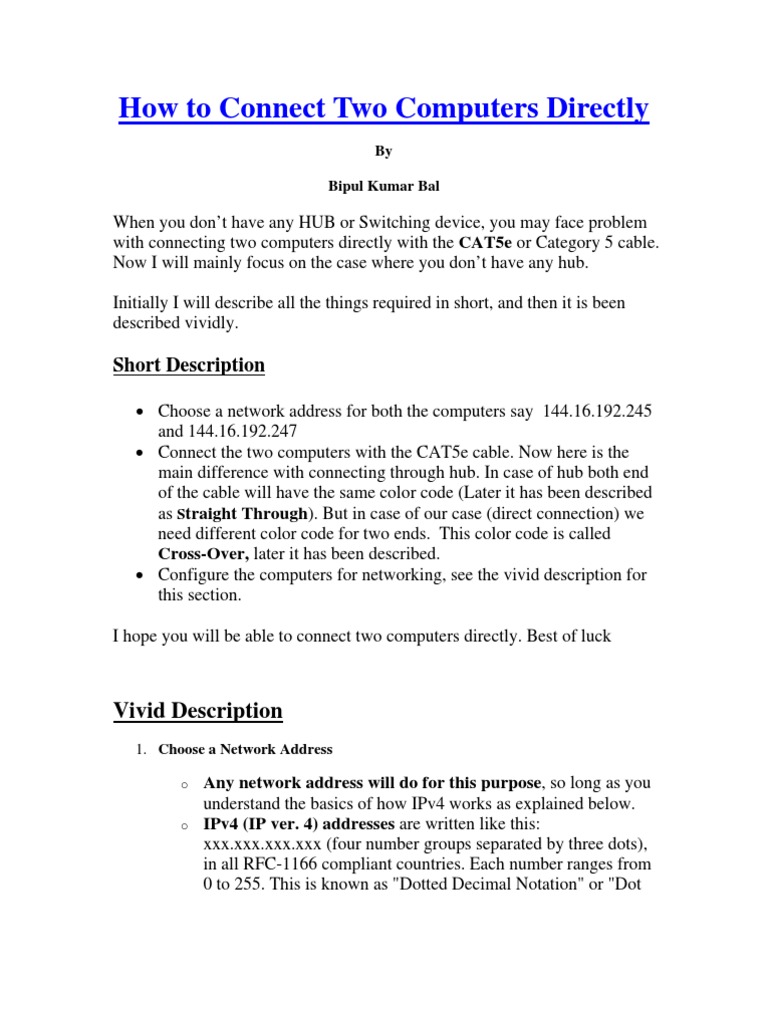 How To Connect Two Computers Directly | PDF | Ip Address | Computer Network