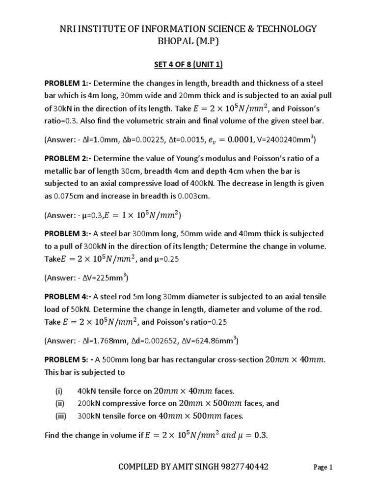 Set 4 | PDF | Young's Modulus | Stiffness