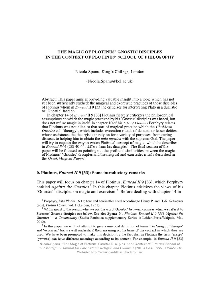 Magic of Plotinus | PDF | Gnosis | Gnosticism