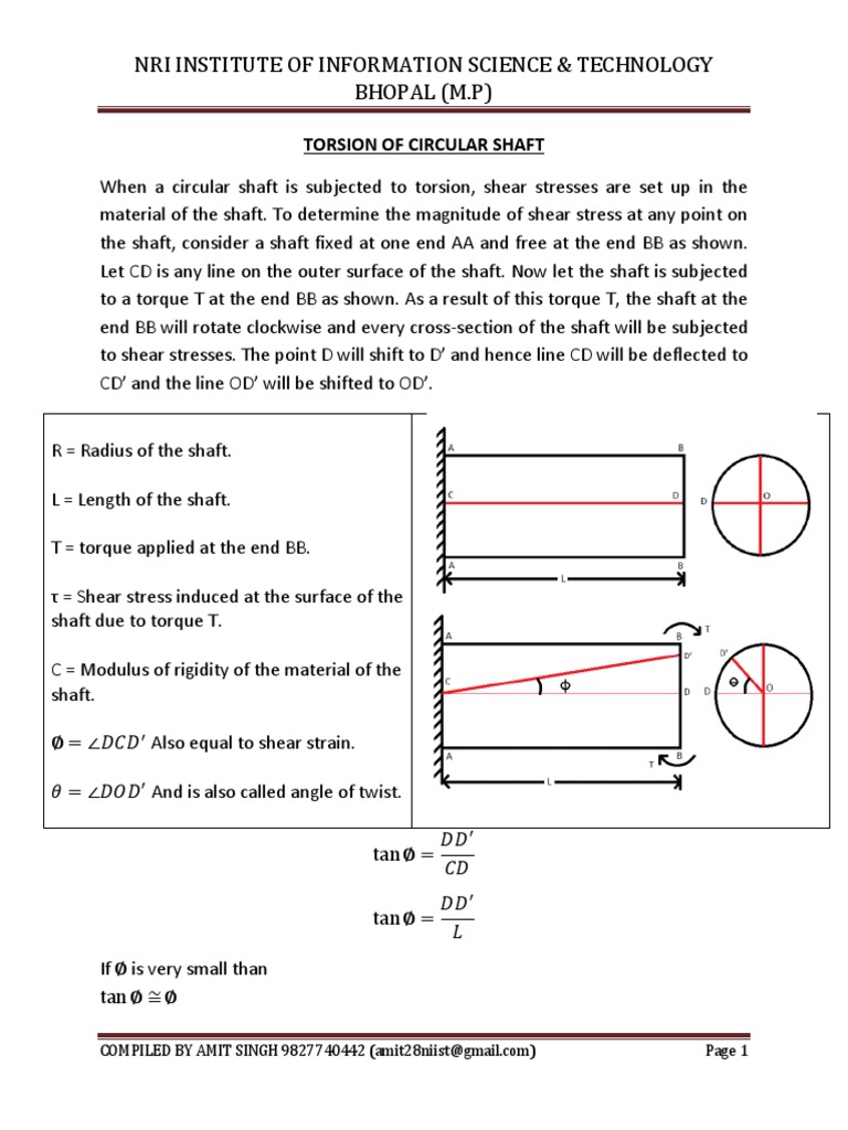 Torsion of Circular Shaft | PDF | Torque | Stress (Mechanics)