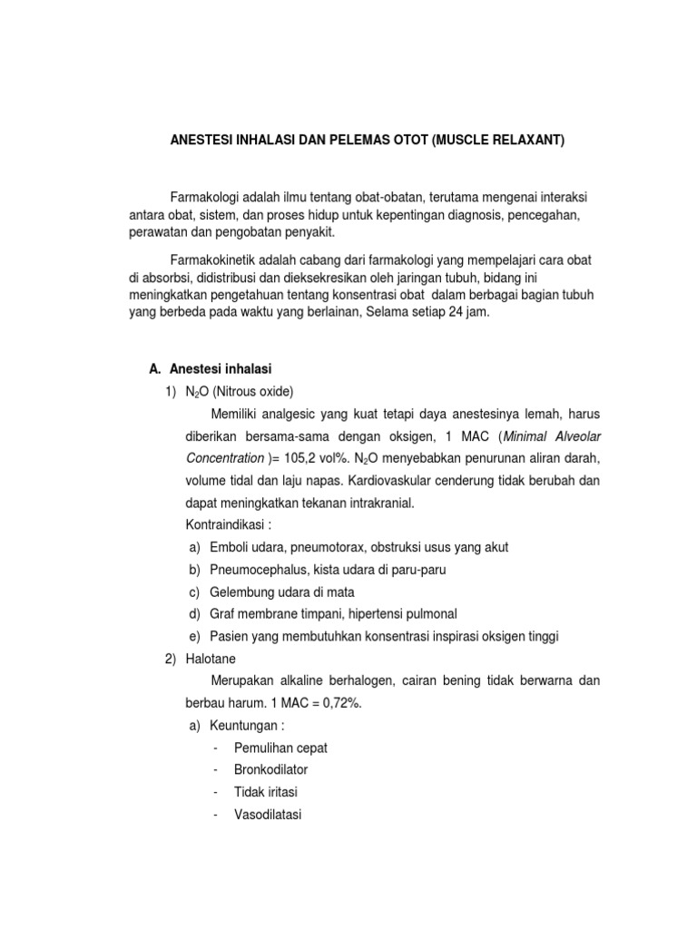 Anestesi Inhalasi Dan Muscle Relaxant | PDF