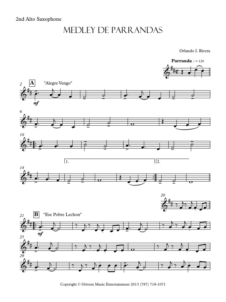 Medley de Parrandas - 2nd Alto Saxophone | PDF