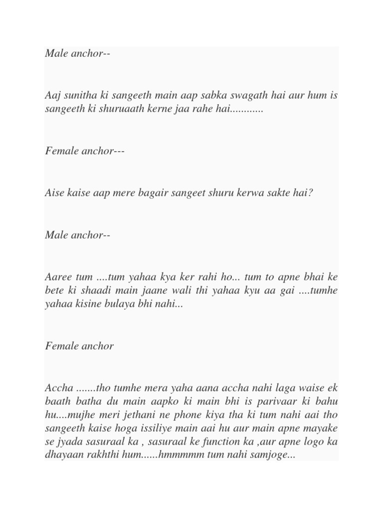 Sangeet - Sample Script 1 | Download Free PDF | Entertainment (General)
