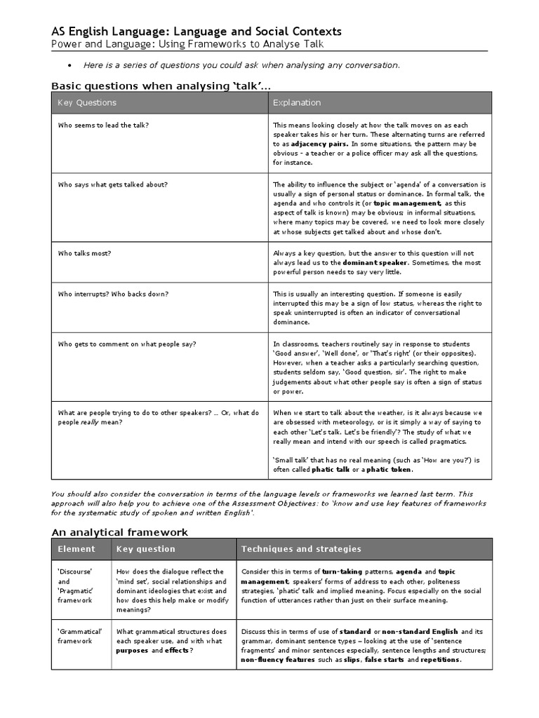 Power - Conversation Analysis Exercises | PDF | Rules | Symbols