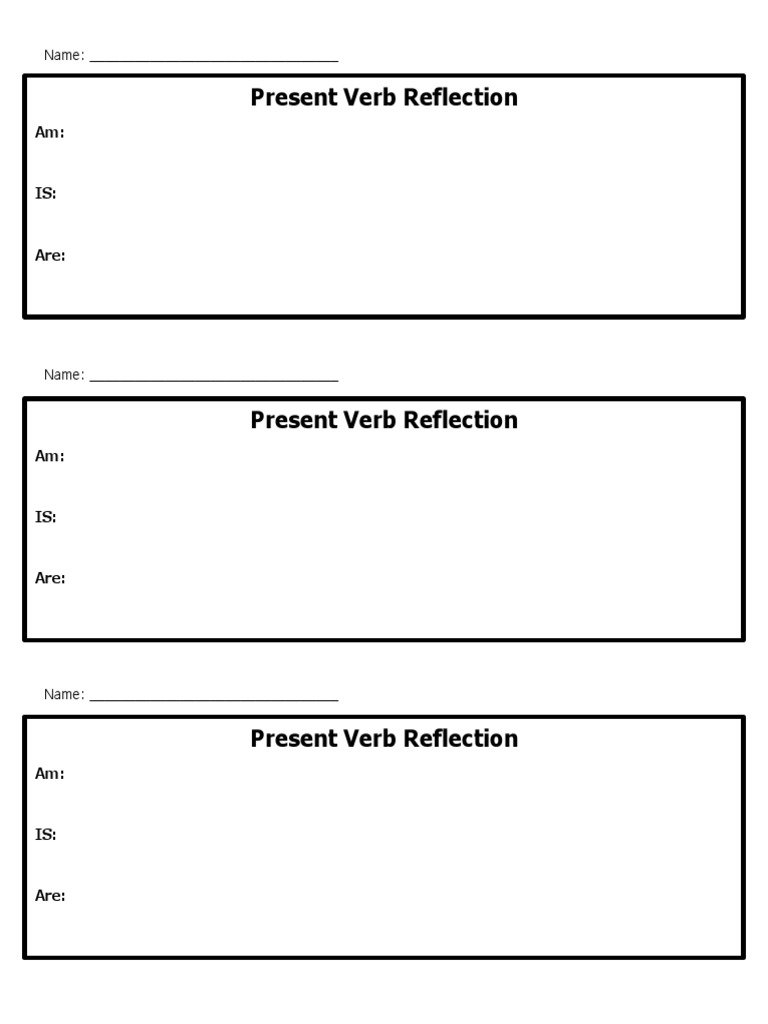 Verb Reflection Worksheet | PDF